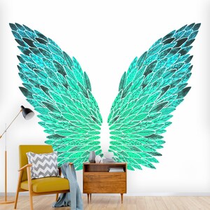 Turquoise Angel Wings Selfie Wall Mural Room Decor Blue Green - Etsy