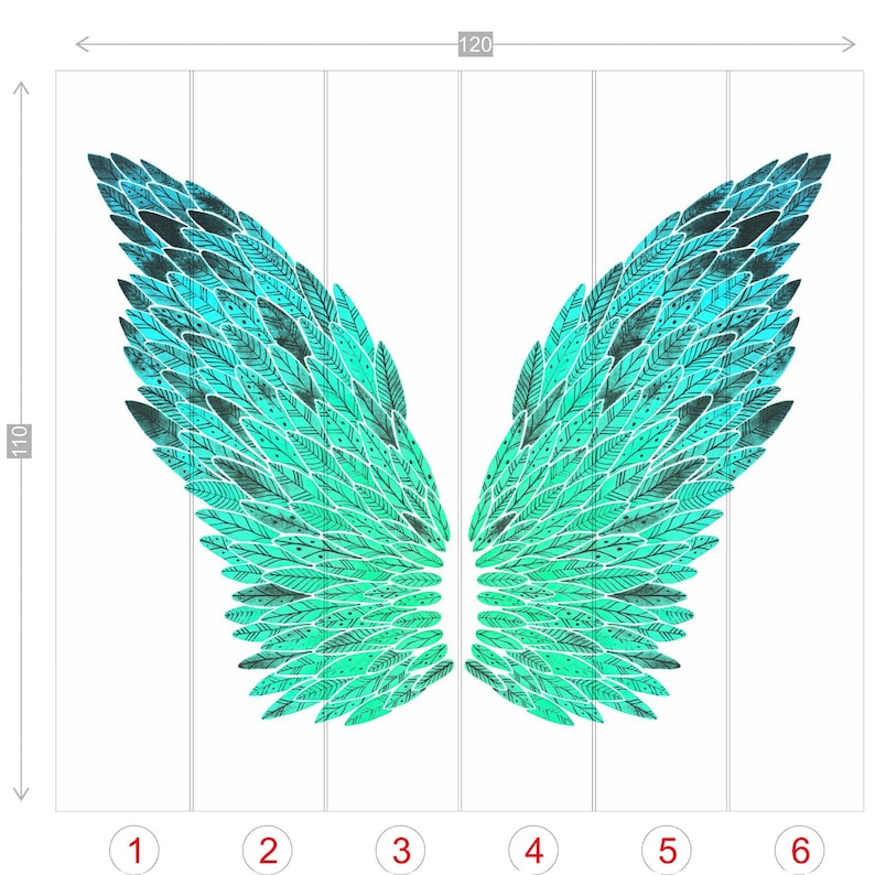 Turquoise Angel Wings Selfie Wall Mural Room Decor Blue Green - Etsy