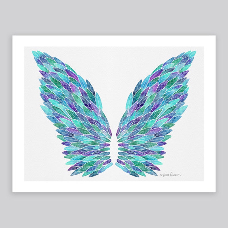 Angel Wings Art Print Turquoise Girls Bedroom Dorm Room Decor - Etsy