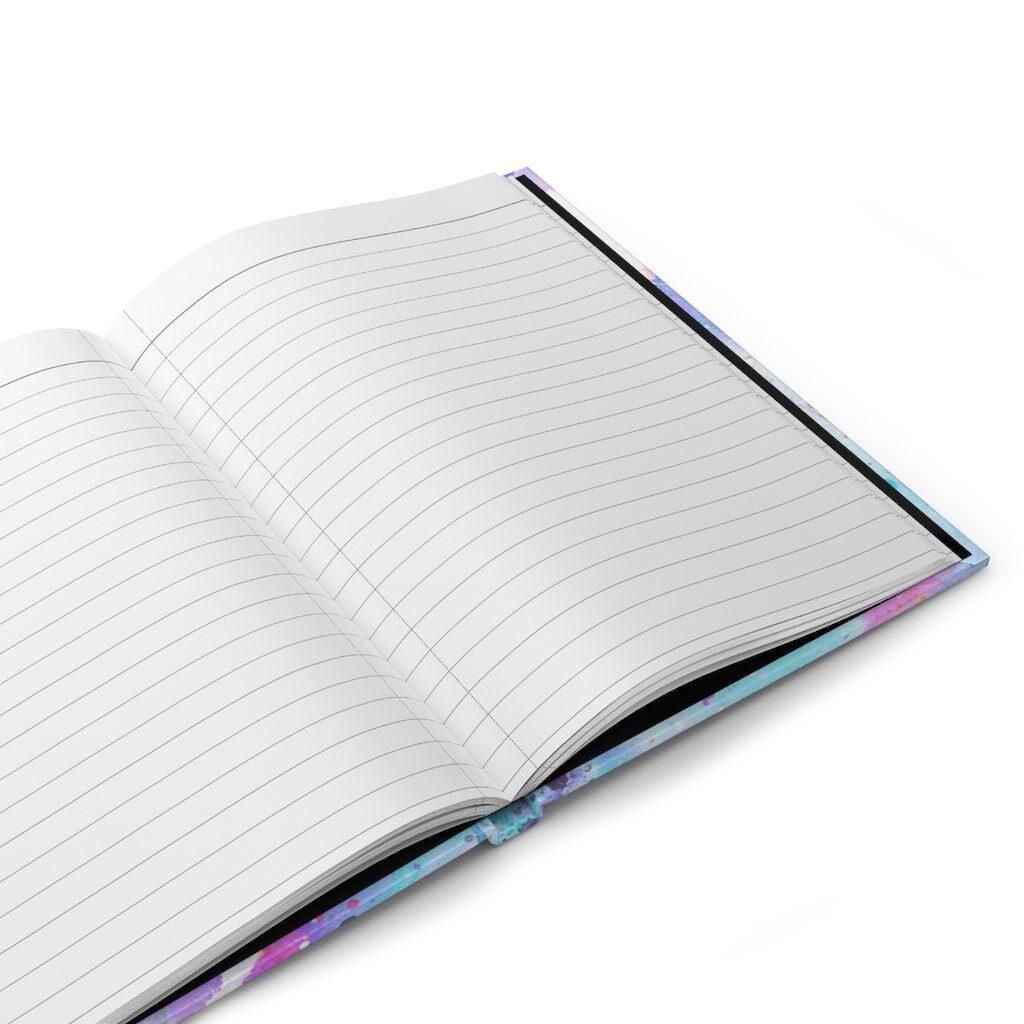 90s Paint Splatter Design Hardcover Lined Journal - Blue and Pink ...