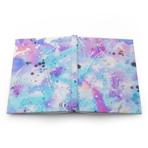 90s Paint Splatter Design Hardcover Lined Journal - Blue and Pink ...