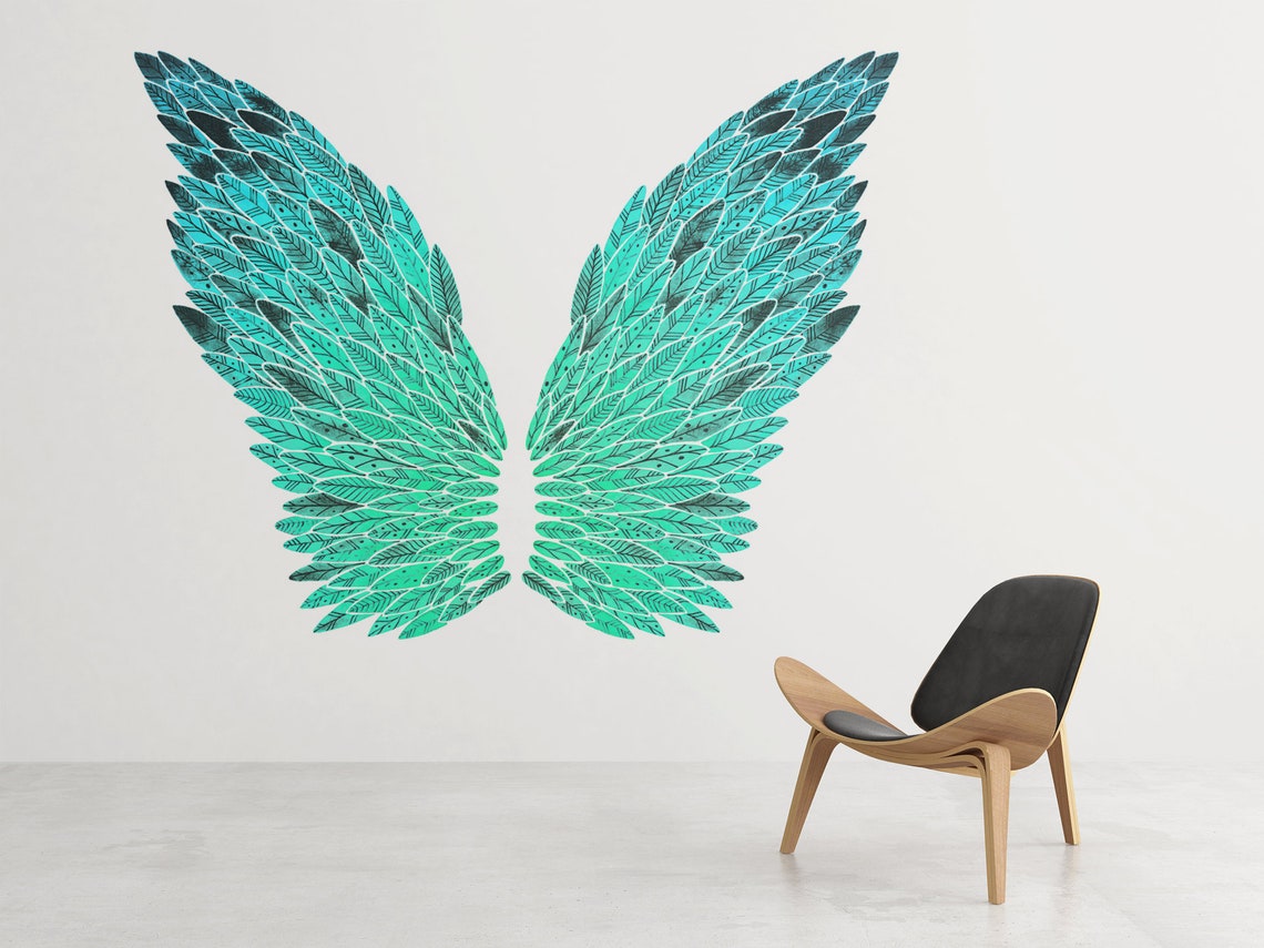 Turquoise Angel Wings Selfie Wall Mural Room Decor Blue Green - Etsy