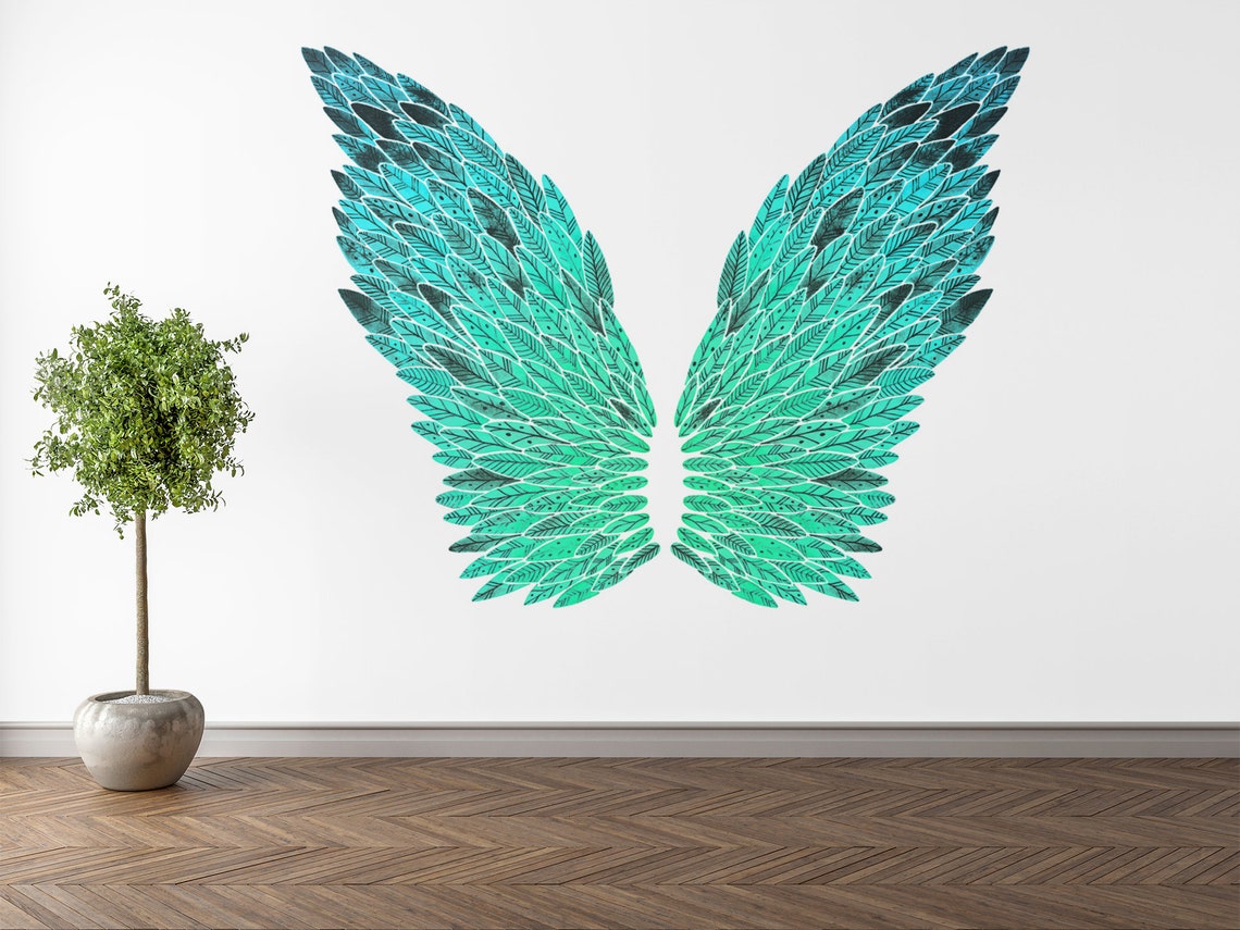 Turquoise Angel Wings Selfie Wall Mural Room Decor Blue Green - Etsy