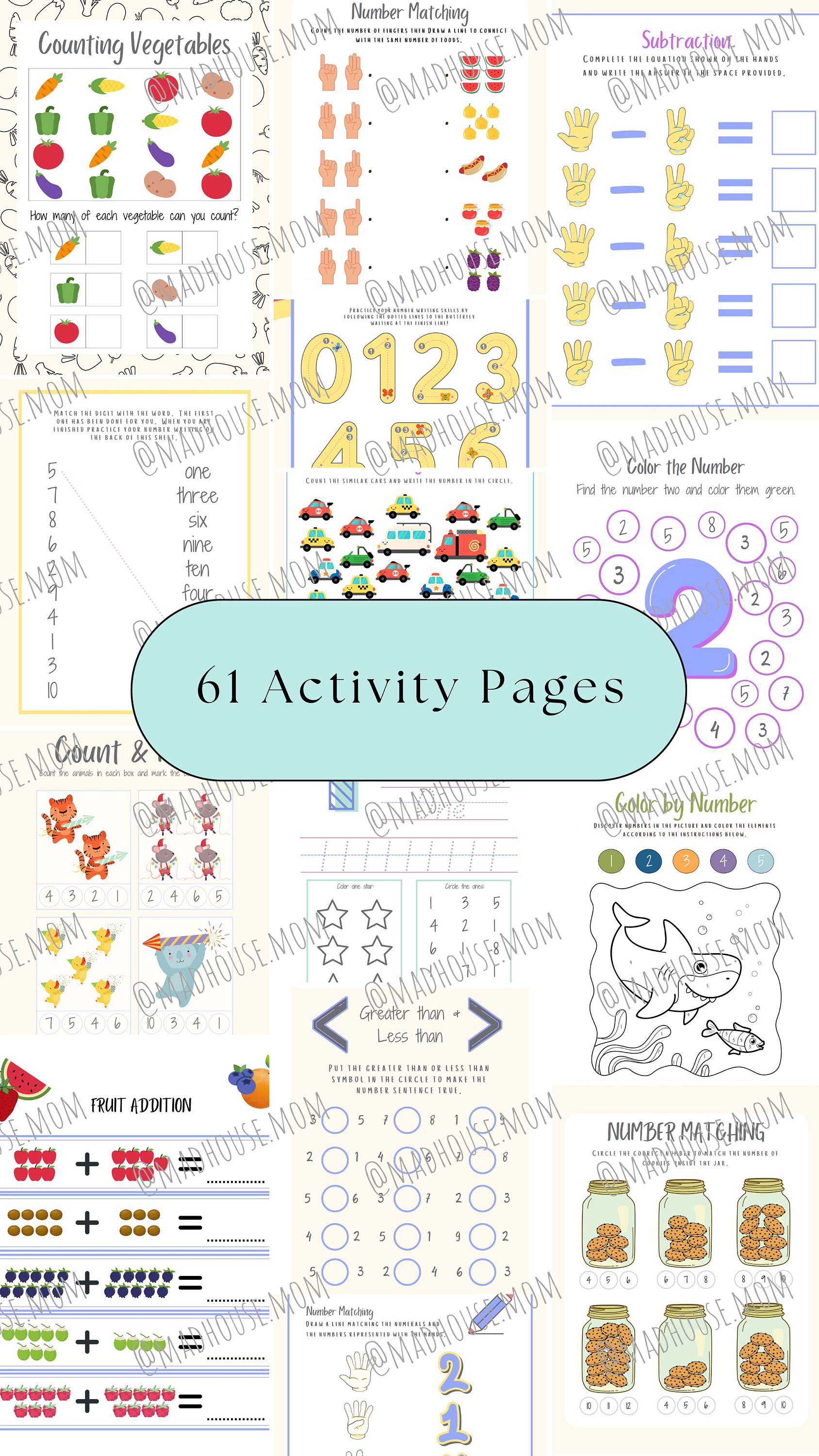 Learning Numbers 1 - 10 Activity Pages - Etsy