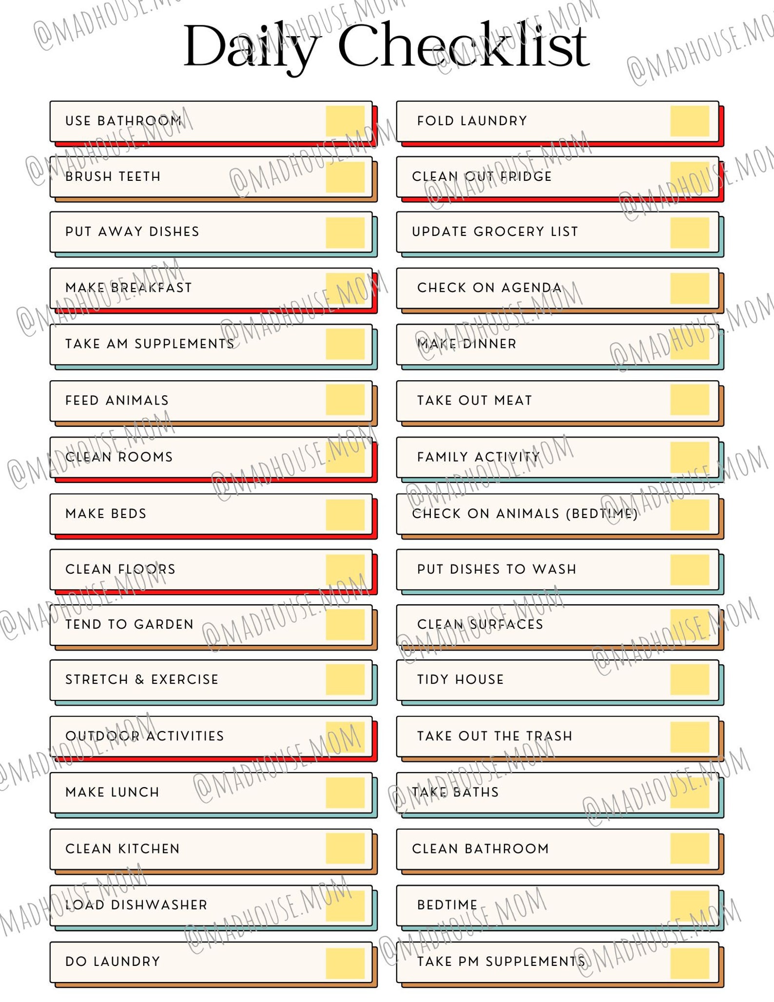 Daily Checklist - Etsy