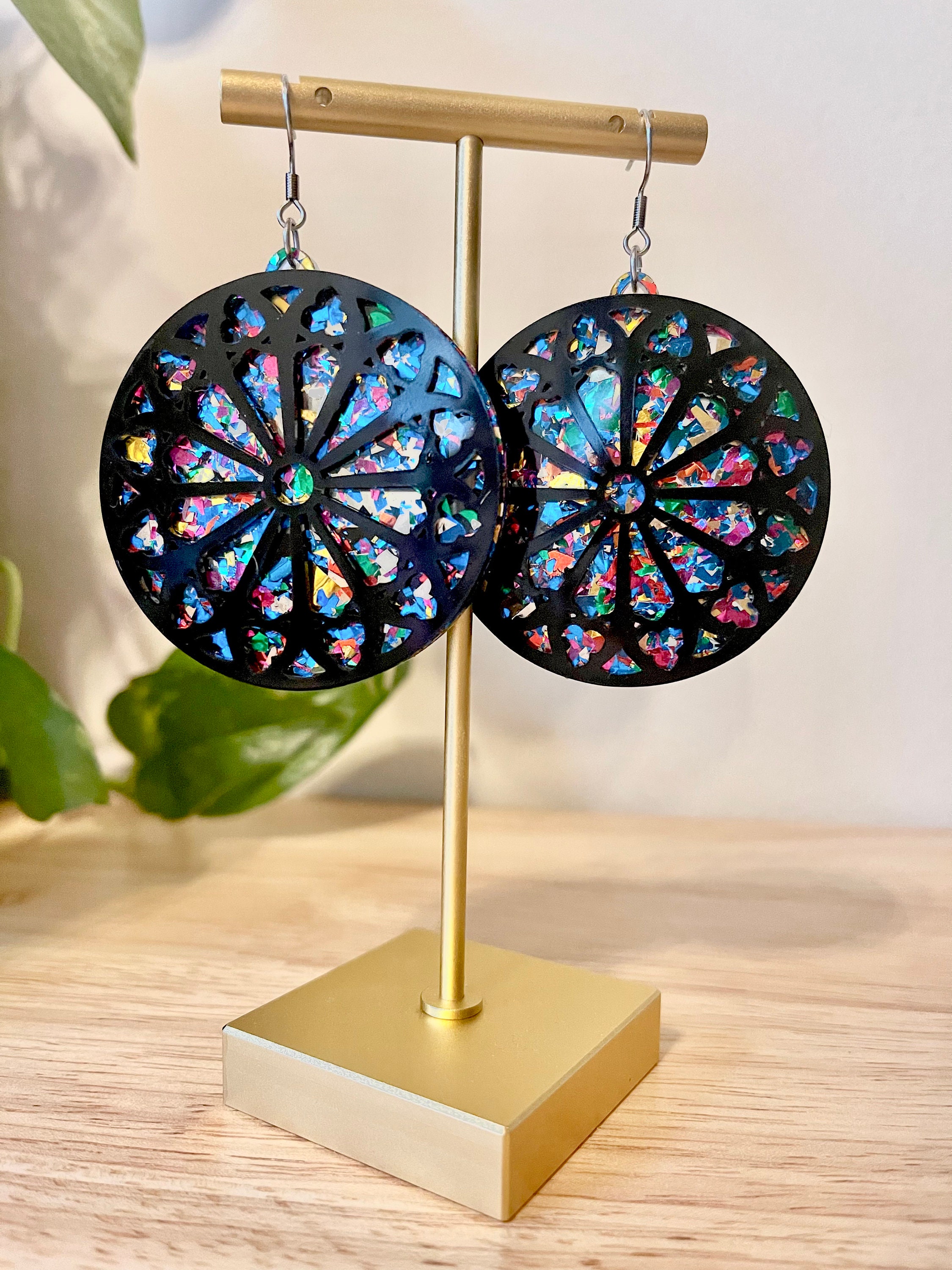 Gothic Architecture Rose Window Confetti Acrylic Stained Glass - Etsy