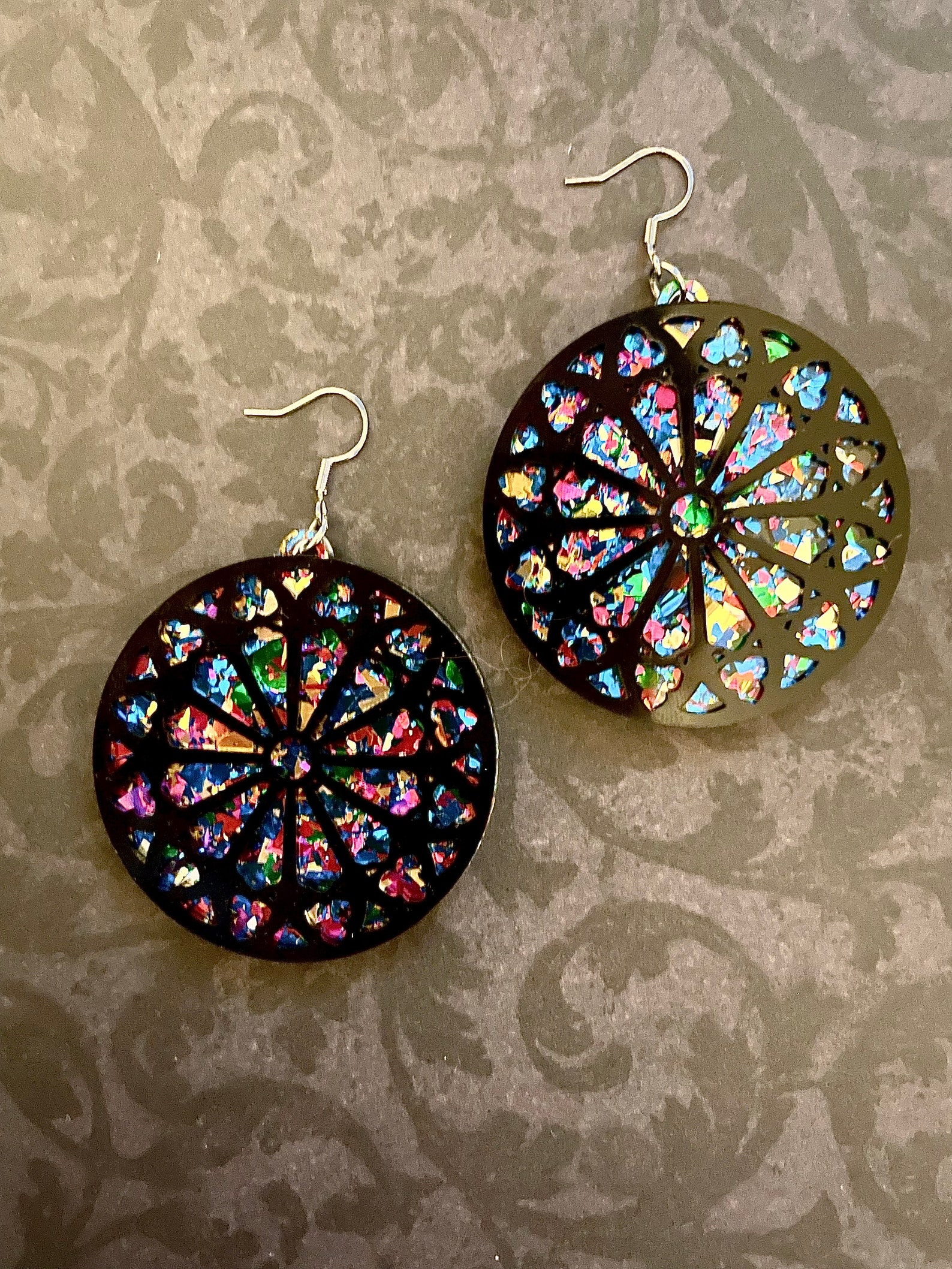 Gothic Architecture Rose Window Confetti Acrylic Stained Glass - Etsy