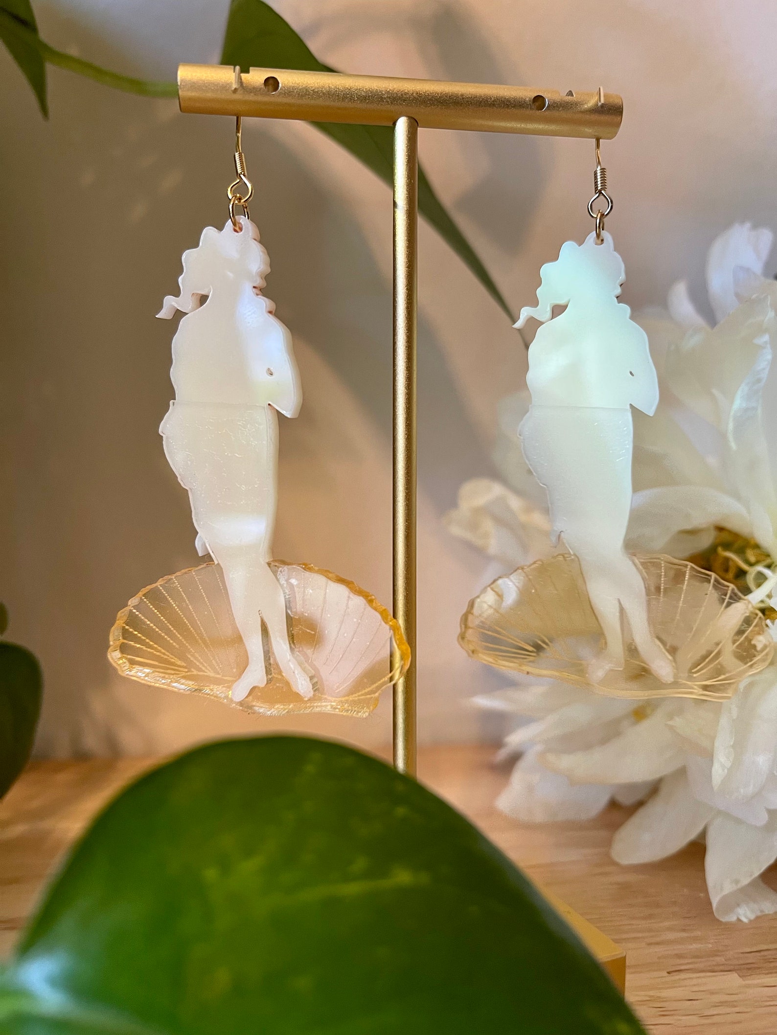 Gilded Birth of Venus Botticelli Acrylic Gold Filled Statement Earrings ...