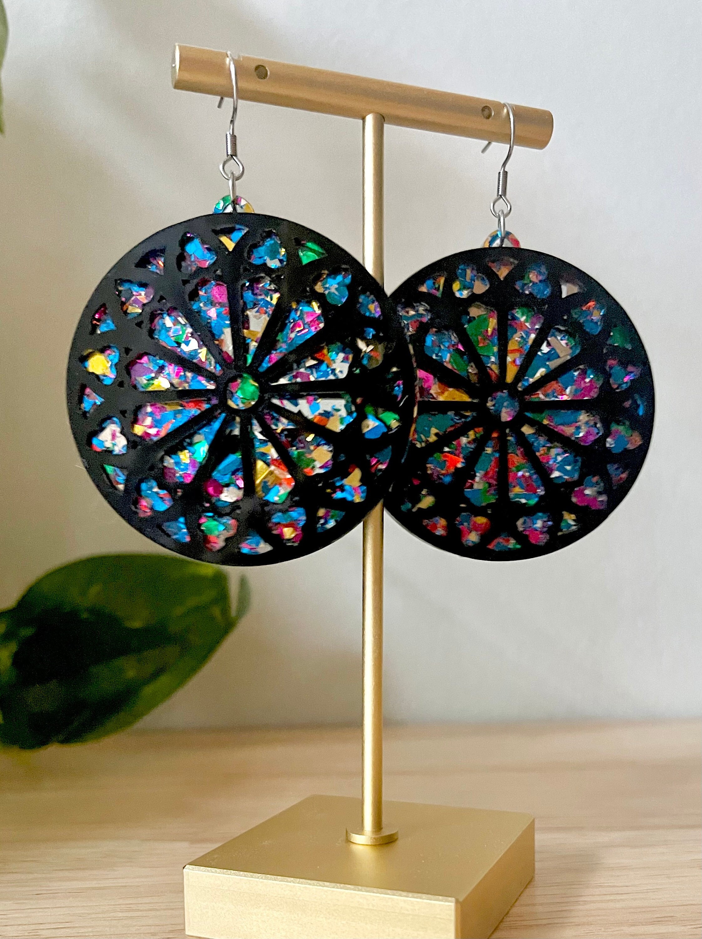 Gothic Architecture Rose Window Confetti Acrylic Stained Glass - Etsy