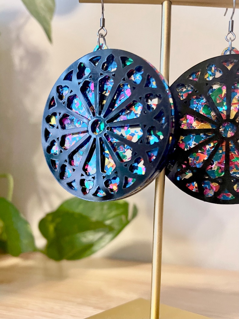 Gothic Architecture Rose Window Confetti Acrylic Stained Glass Detail ...