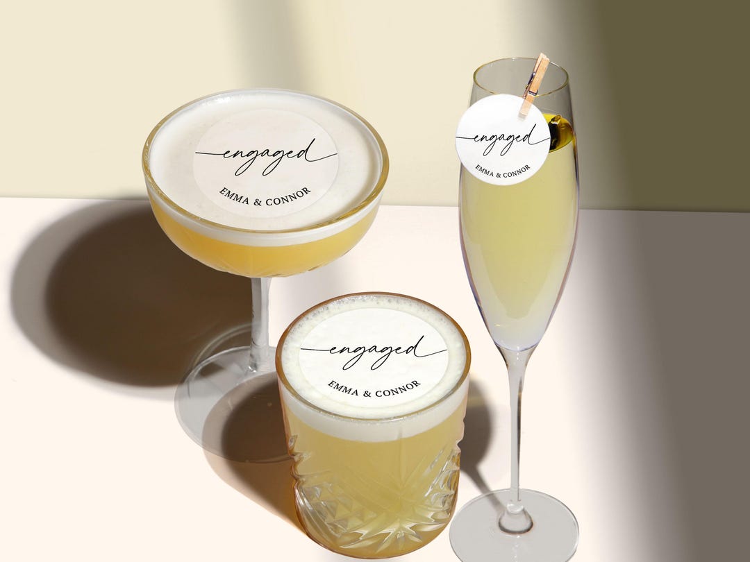 Engagement Cocktail Toppers Personalised With Couples Names, Easy ...