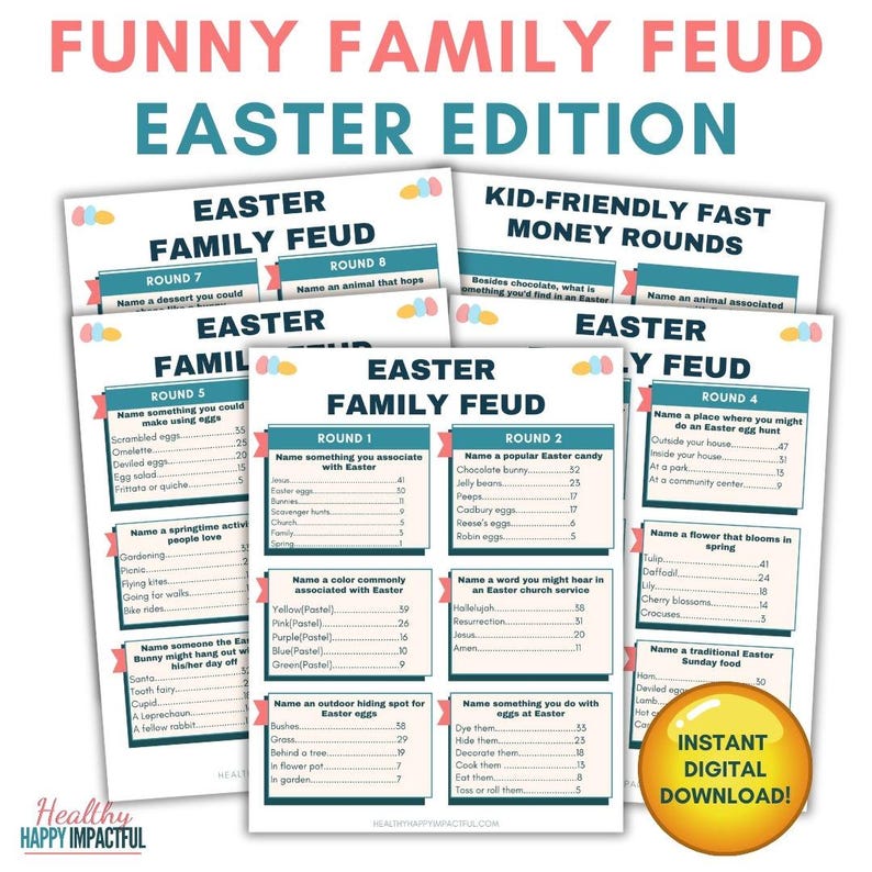 Easter Family Feud Game, Printable Easter Activity for Kids and Adults ...