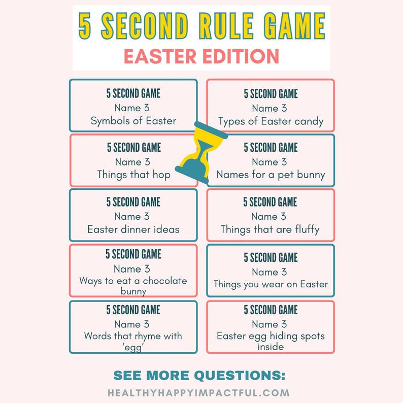 Easter 5 Second Game, Easter Party Family Game, Easter Family Fun Game ...