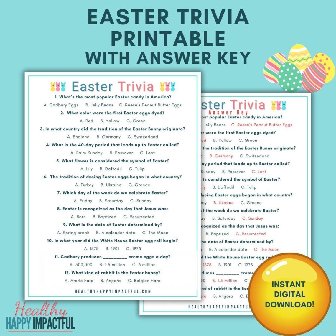 Easter Trivia Party Game, Easter Trivia Quiz, Printable Easter Party ...