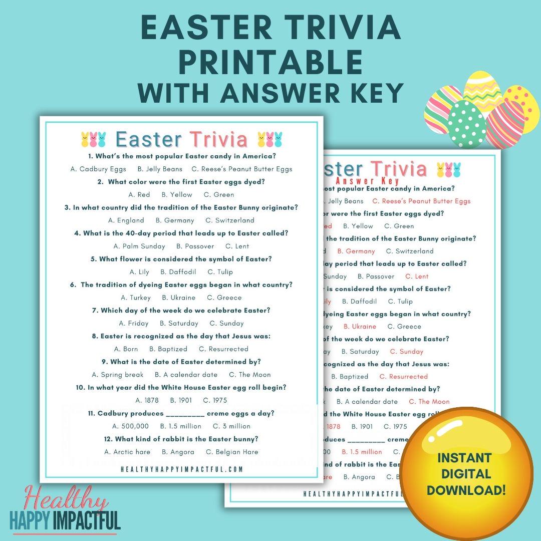 Easter Trivia Party Game, Easter Trivia Quiz, Printable Easter Party ...