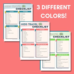 Kids Travel Checklist | Roadtrip With Kids | Packing List | Editable ...