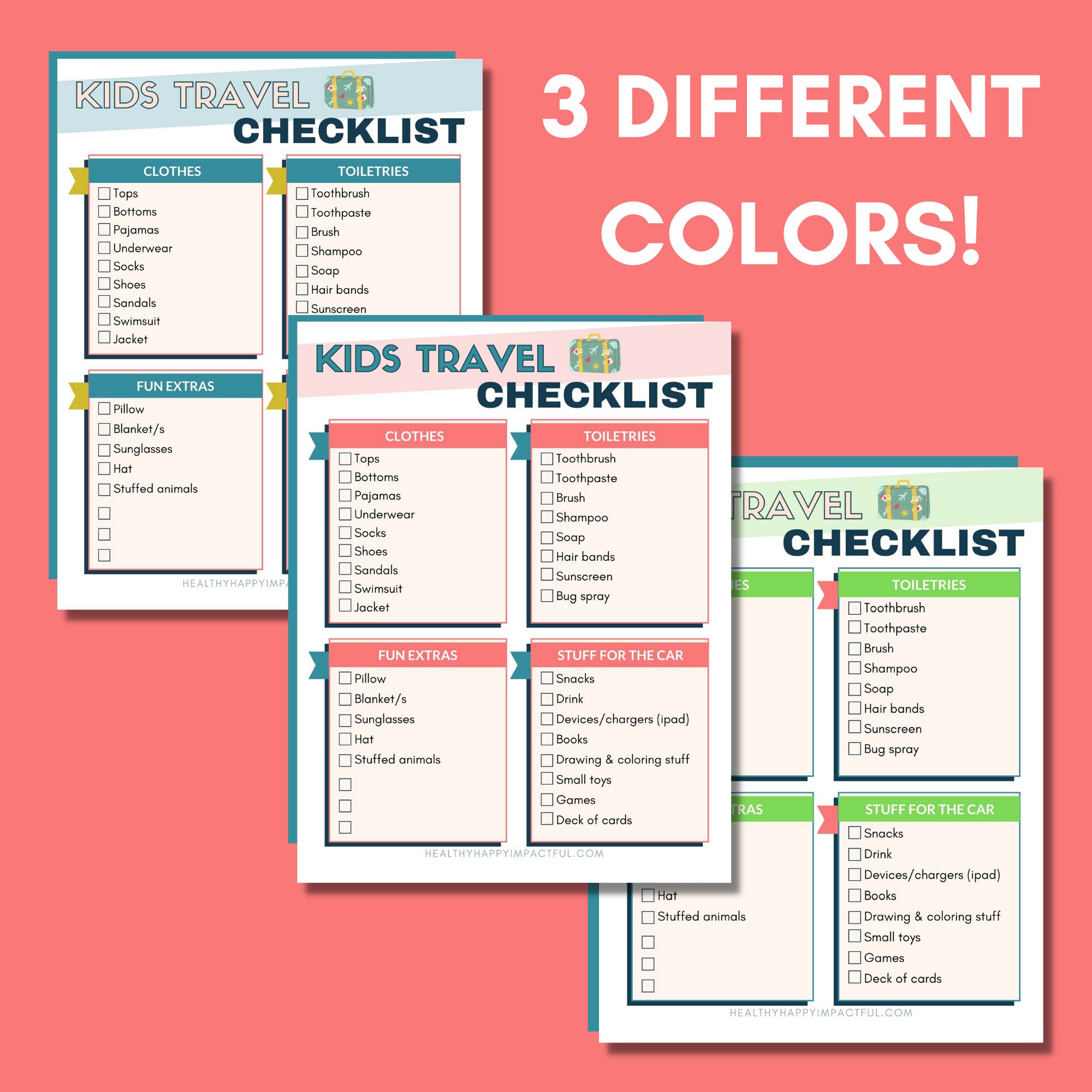 Kids Travel Checklist | Roadtrip With Kids | Packing List | Editable ...
