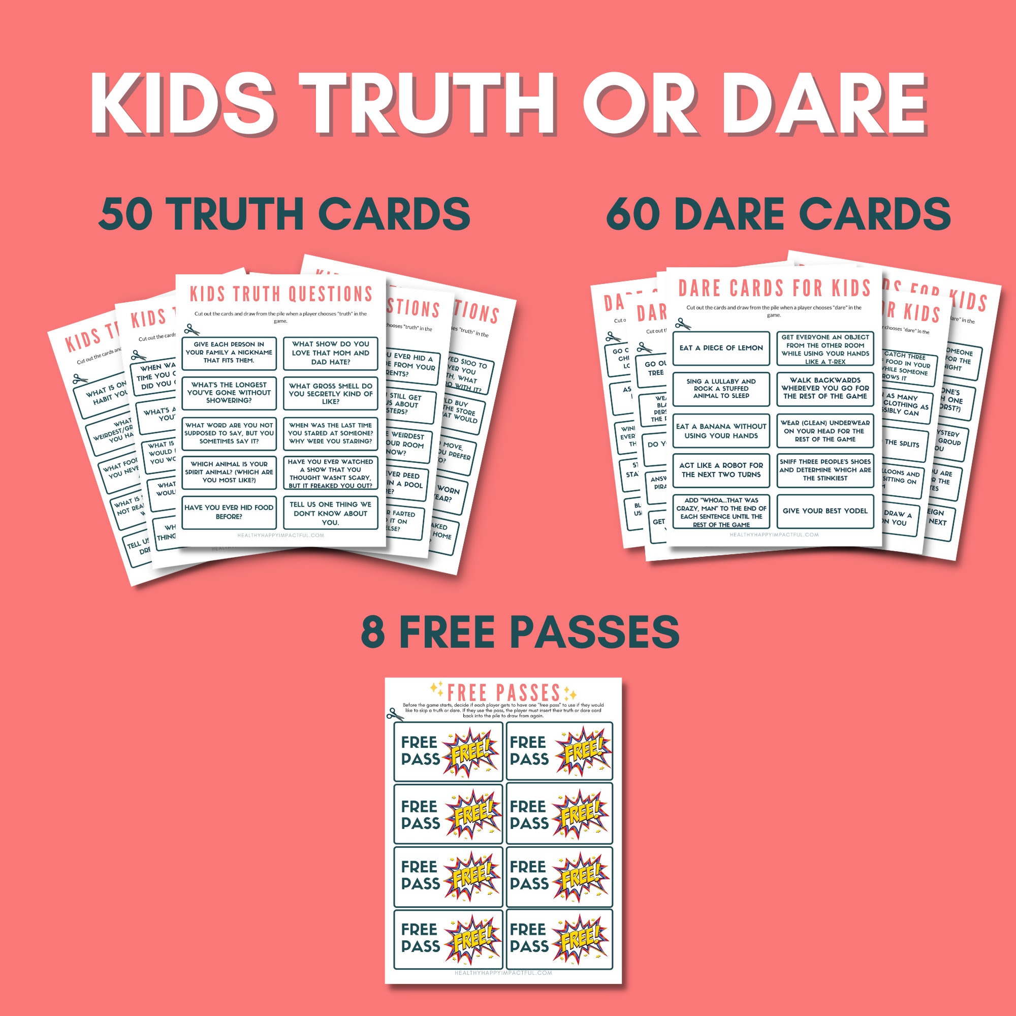 Truth or Dare for Kids | Games for Kids | Family Games - Etsy
