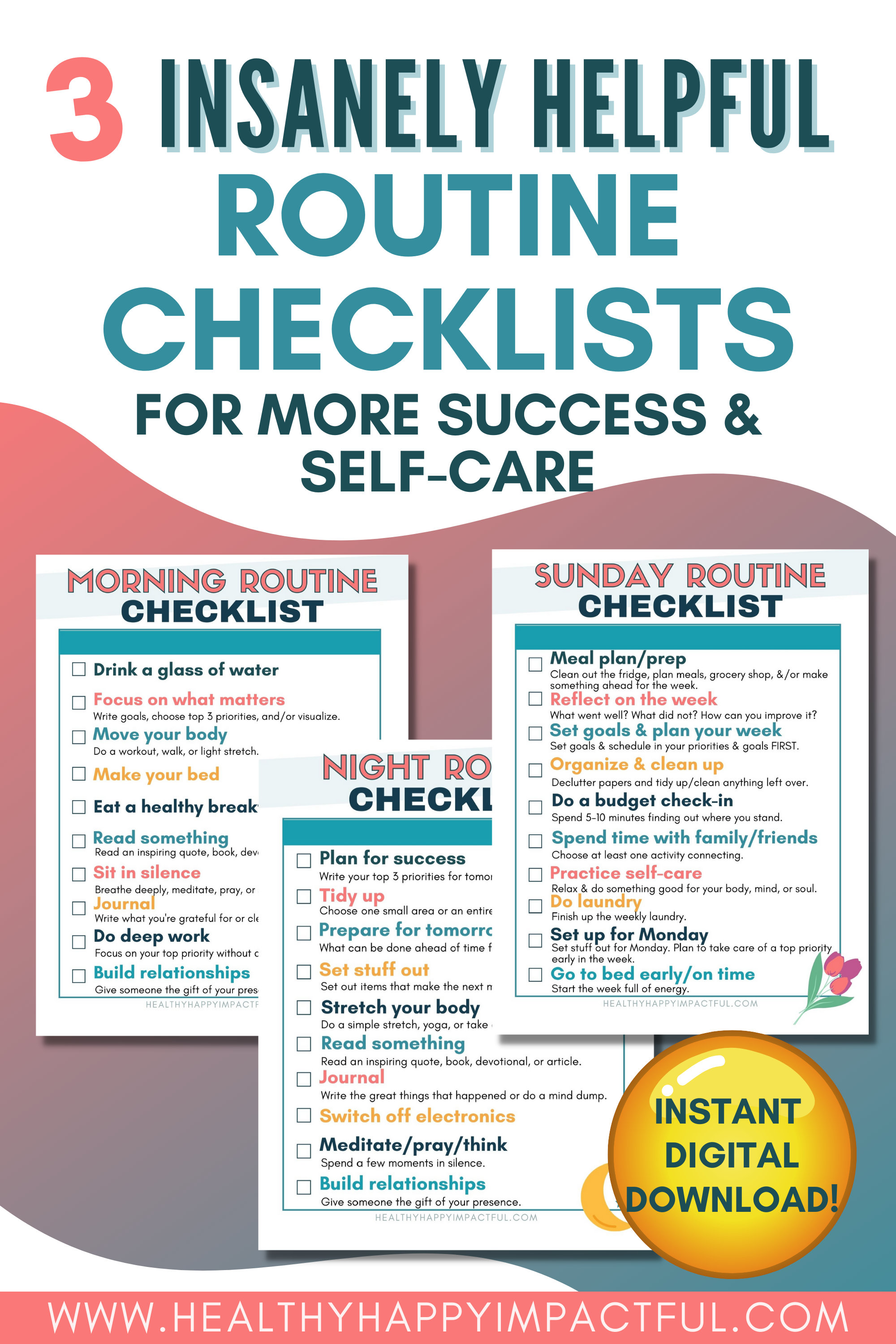 Morning Routine Checklists | Morning Routine Adults | Morning and Night ...