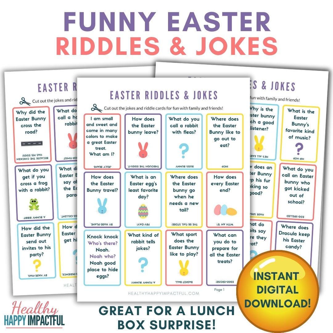 Easter Jokes, Printable Jokes, Easter Lunch Box Joke, Easter Egg ...