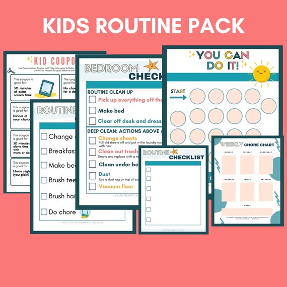 New Kids Routine Pack: Routine Checklists Weekly Chore - Etsy