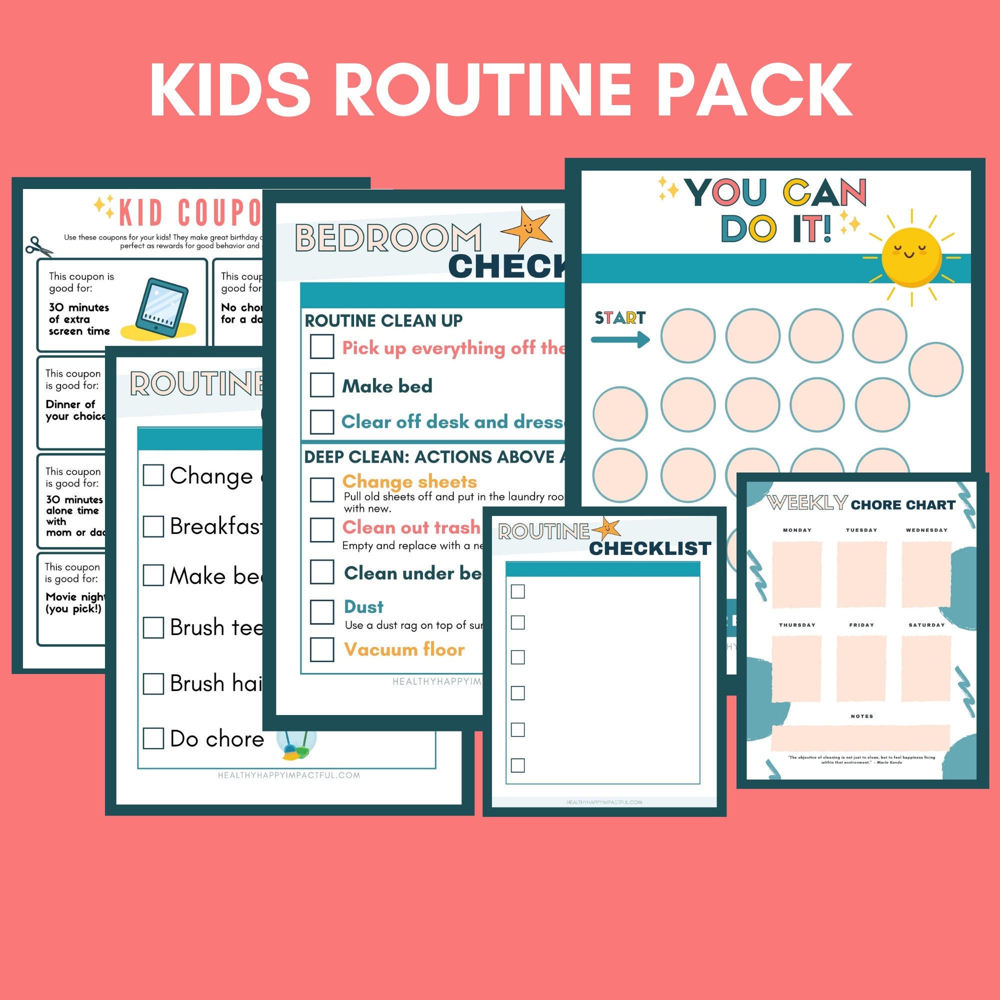 New Kids Routine Pack: Routine Checklists, Weekly Chore Charts, Reward ...