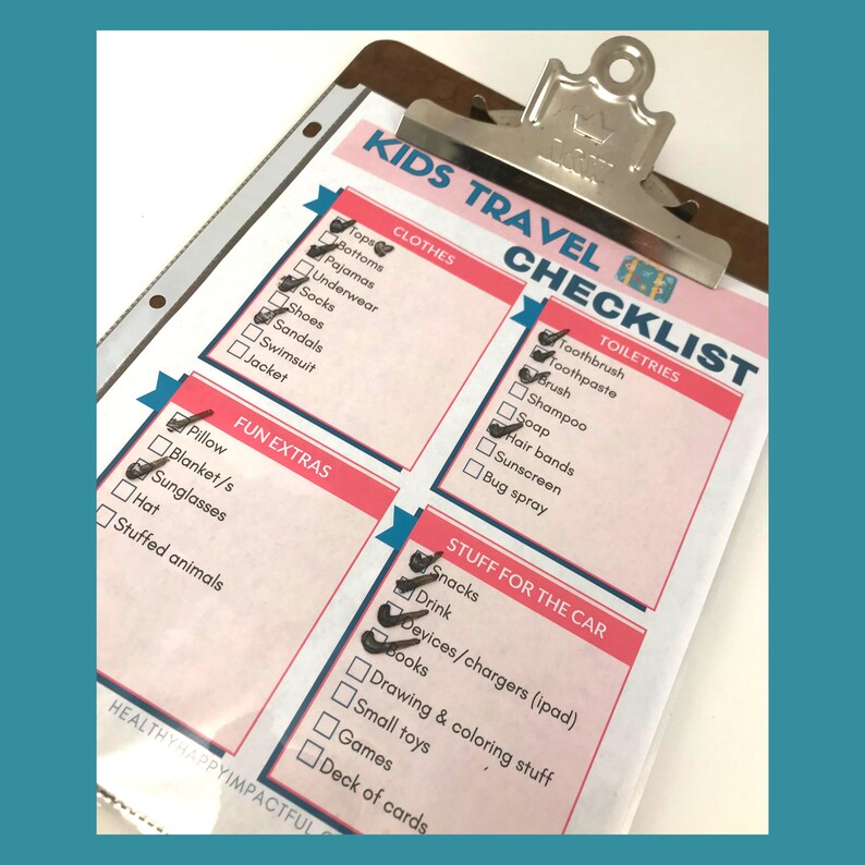 Kids Travel Checklist | Roadtrip With Kids | Packing List | Editable ...