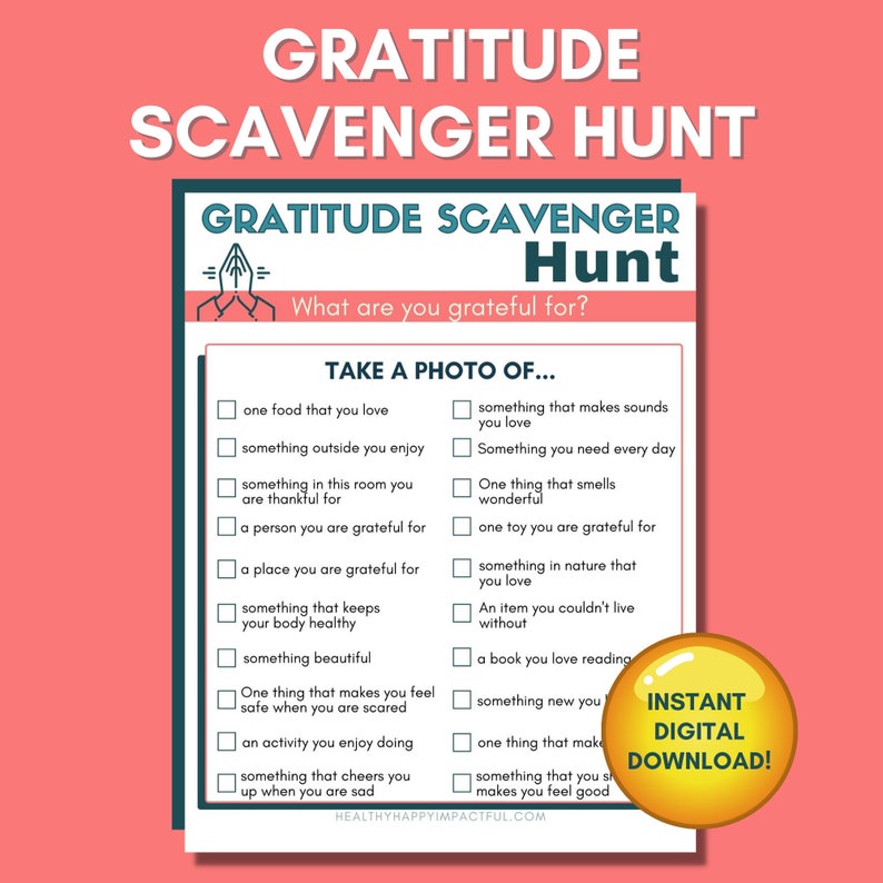 Gratitude Scavenger Hunt | Photo Scavenger Hunt | Gratitude Game - Etsy