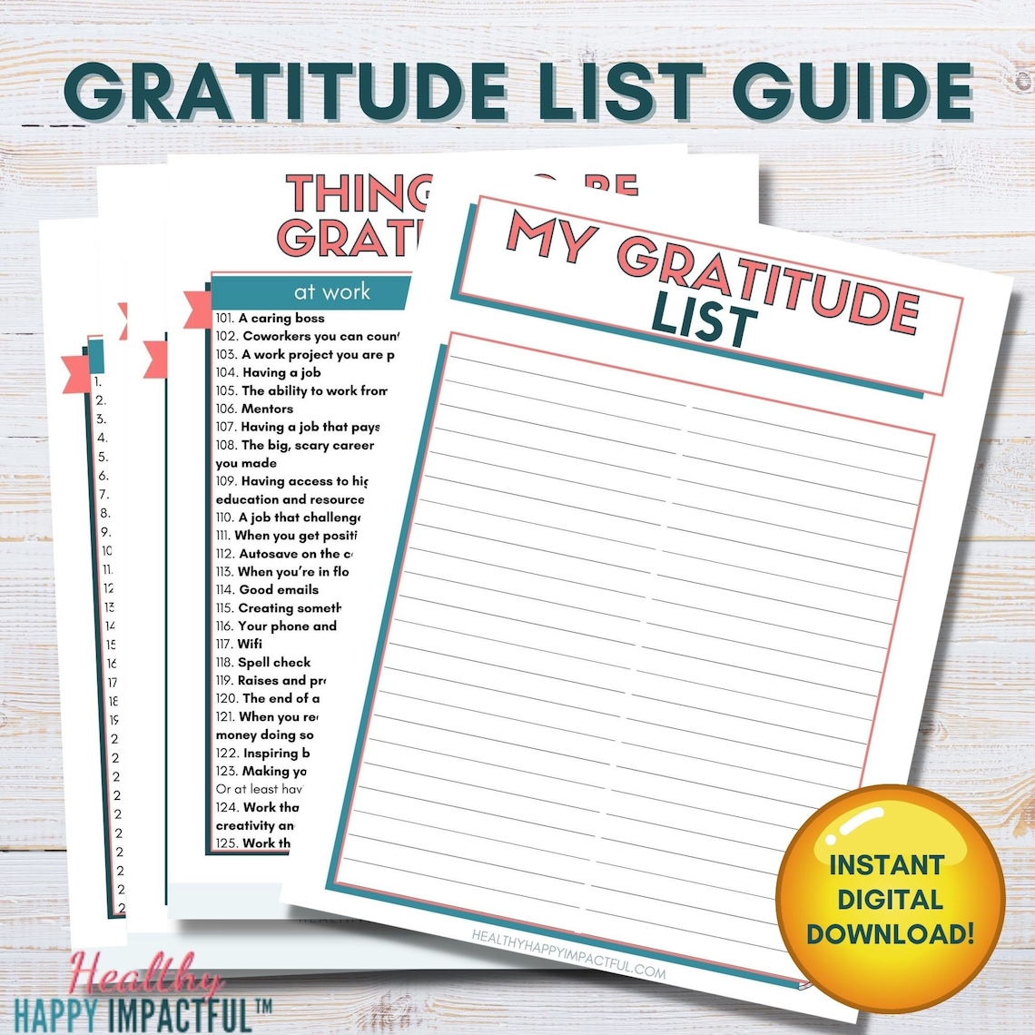Gratitude List Printables | Gratitude Printable Template | Things to Be ...