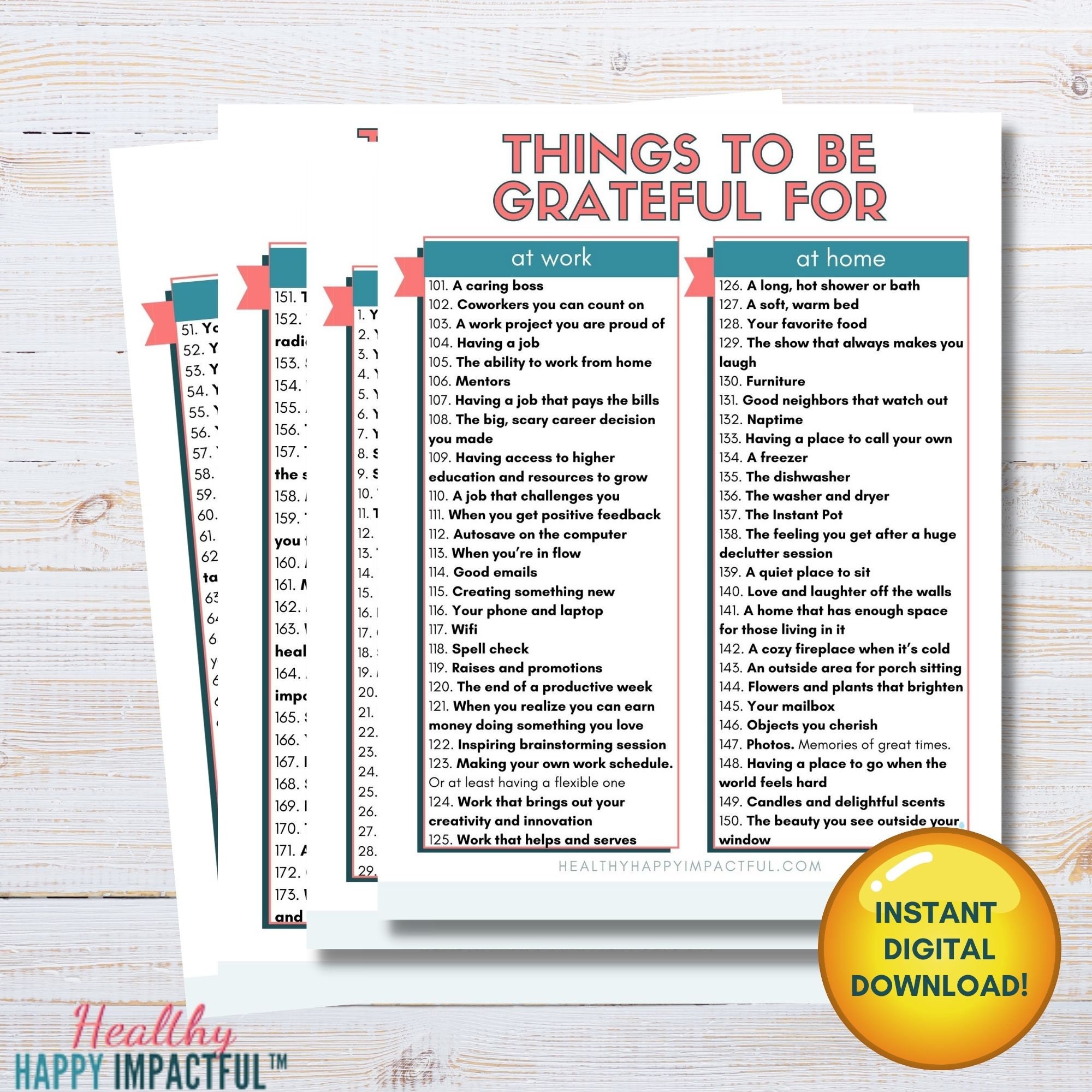Gratitude List Printables | Gratitude Printable Template | Things to Be ...