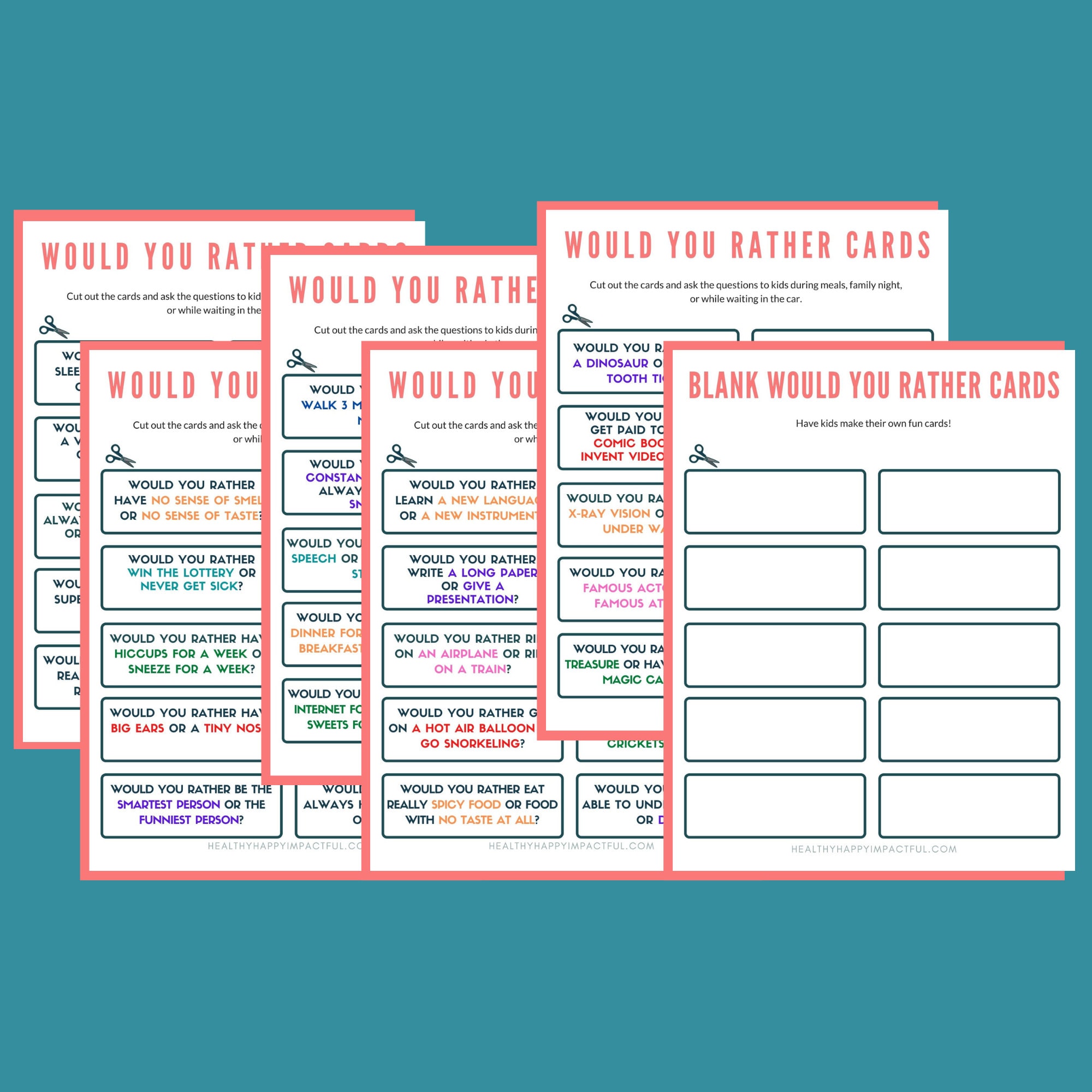 Would You Rather Conversation Cards for Kids | Questions for Kids - Etsy