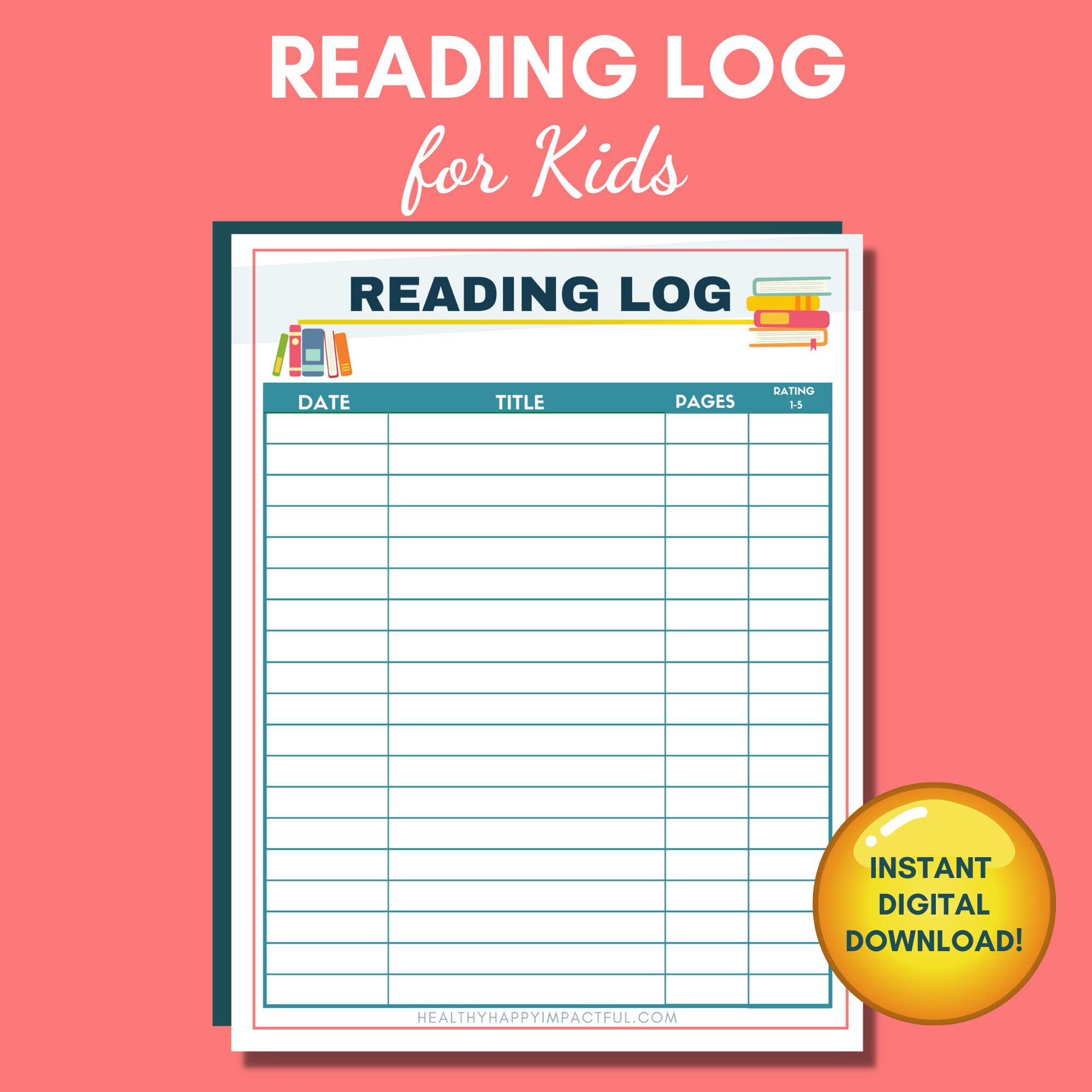 Reading Log for Kids | Book Log | Summer Reading - Etsy