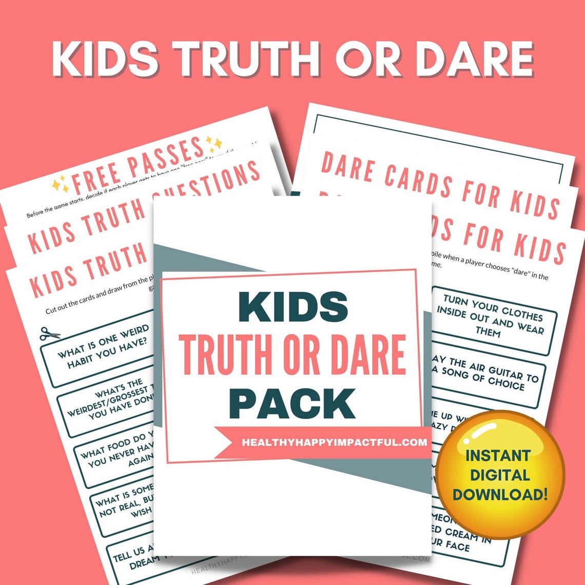Truth or Dare for Kids | Games for Kids | Family Games - Etsy