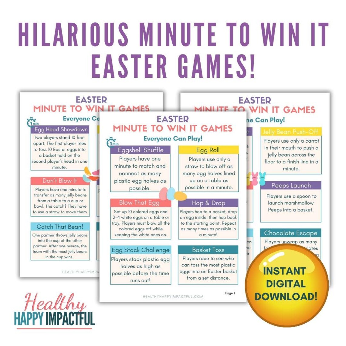 Easter Minute to Win It Party Game, Easter Printable Game, Kids Easter ...