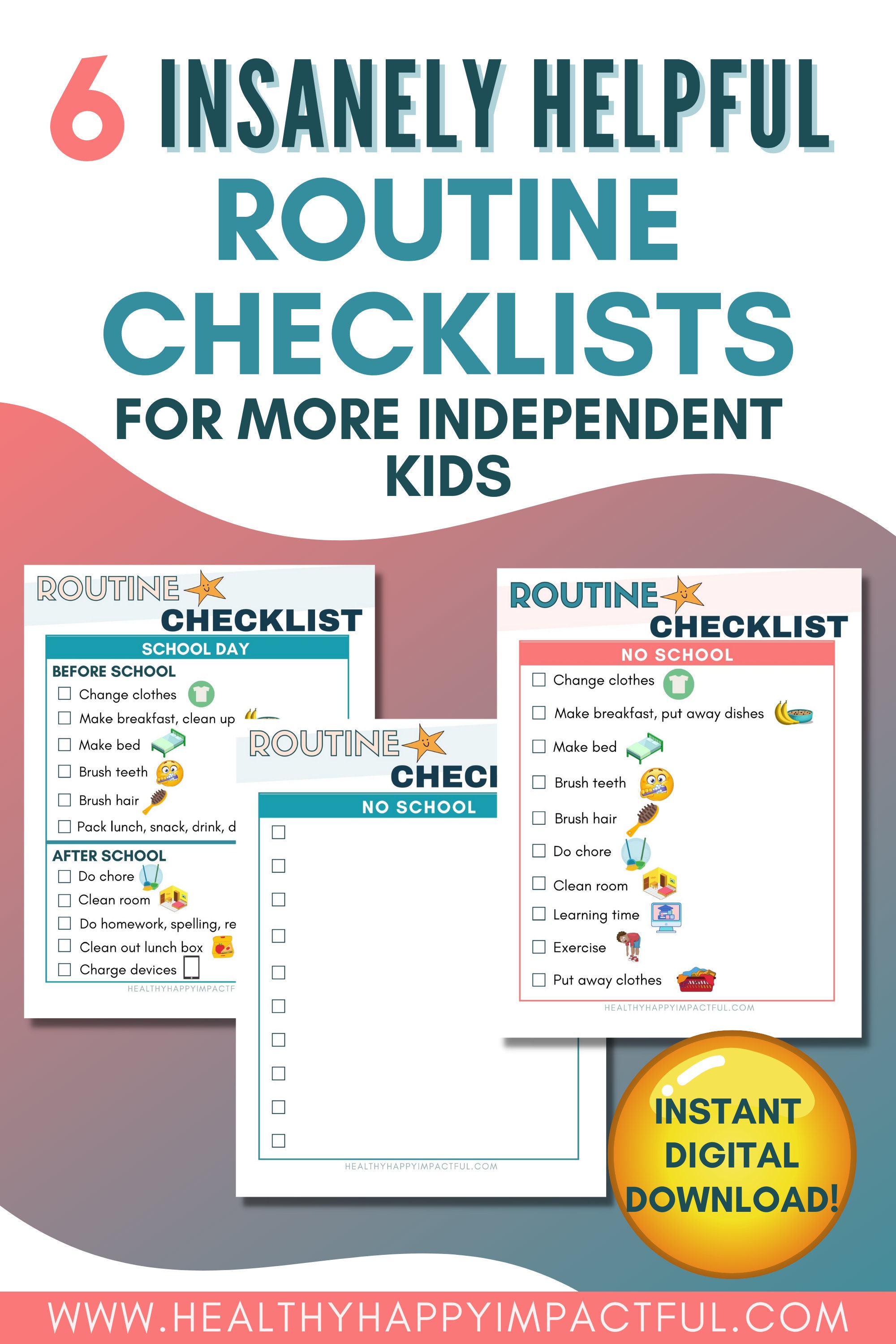 Routine Checklist for Kids | Routine Chart for Kids | Kids Printable ...
