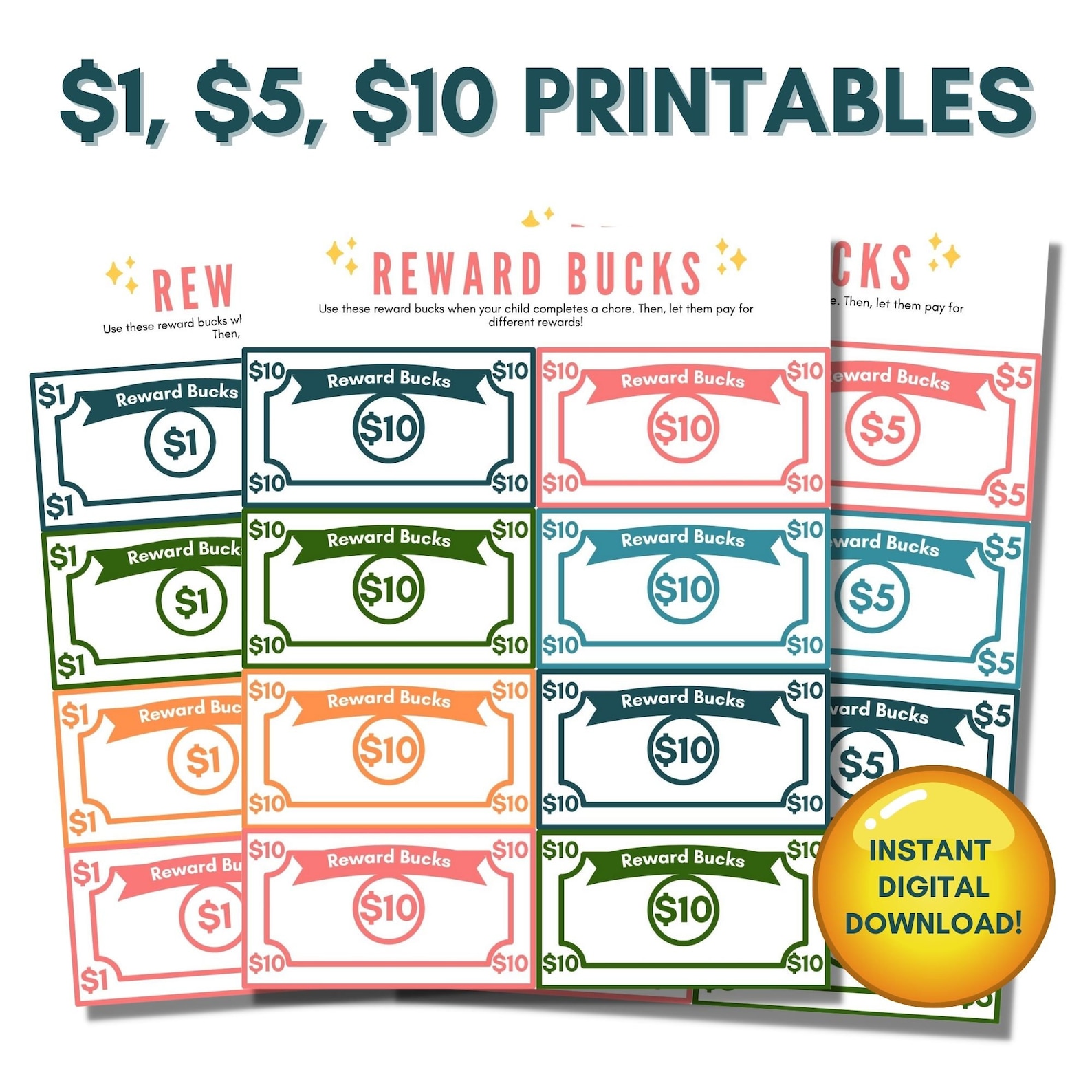 Reward Bucks for Around the House for Kids Kids Reward System Kids ...