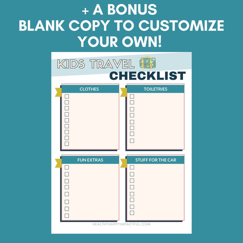 Kids Travel Checklist | Roadtrip With Kids | Packing List | Editable ...