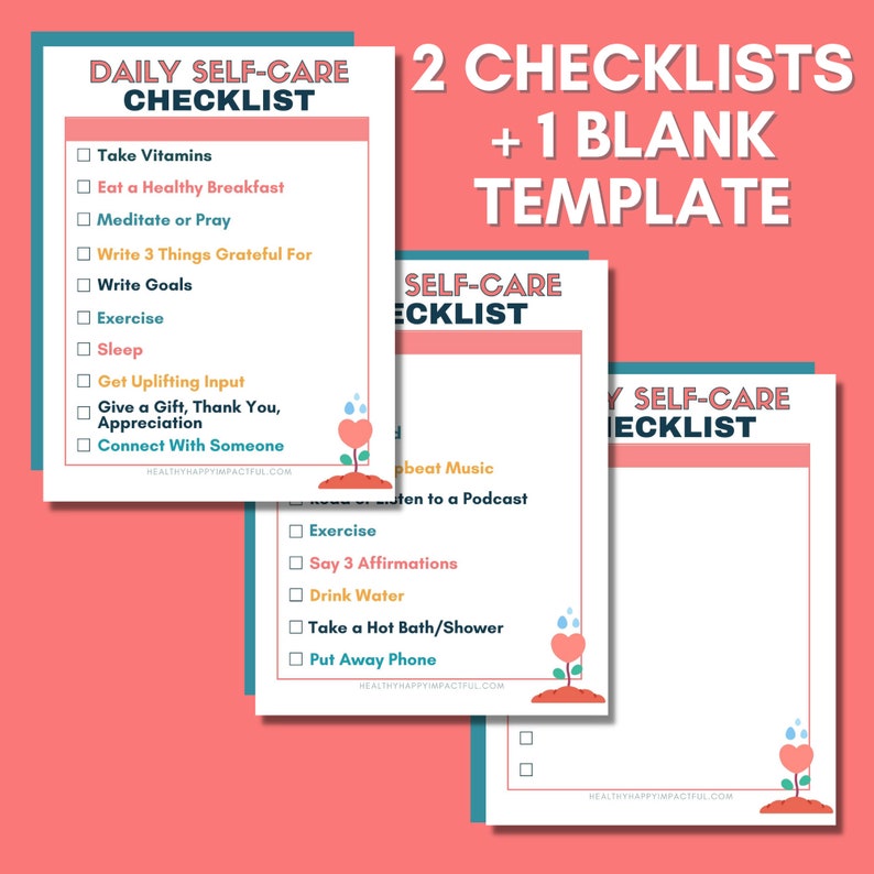 Self Care Checklist Printable for Adults | Habit Tracker | Self-love ...