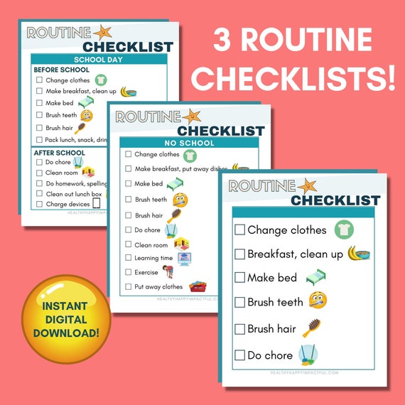 Routine Checklist for Kids Routine Chart for Kids Kids | Etsy
