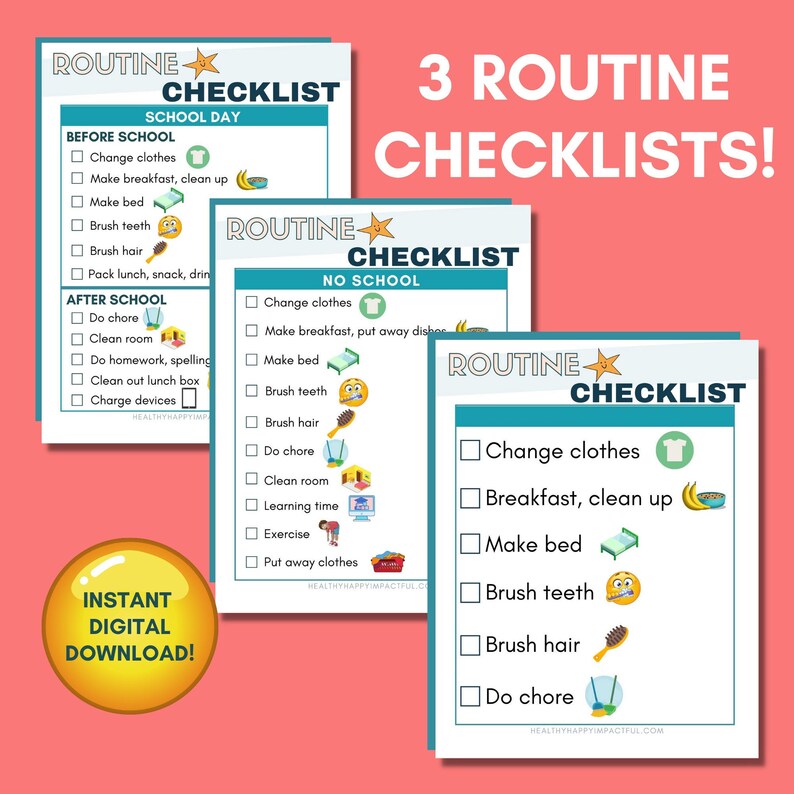 Routine Checklist for Kids Routine Chart for Kids Kids Printable ...