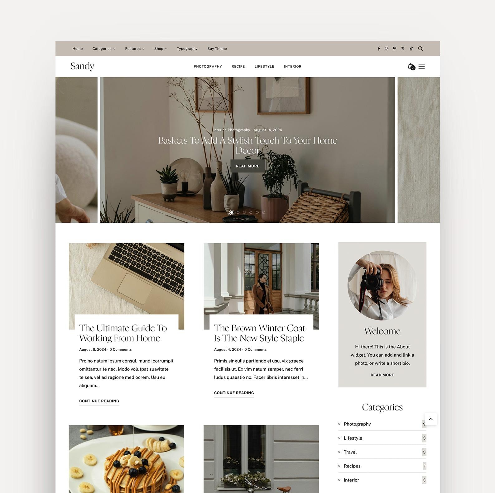 Sandy Wordpress Theme for Lifestyle, Fashion, Travel and Food Bloggers • Fully Responsive ...
