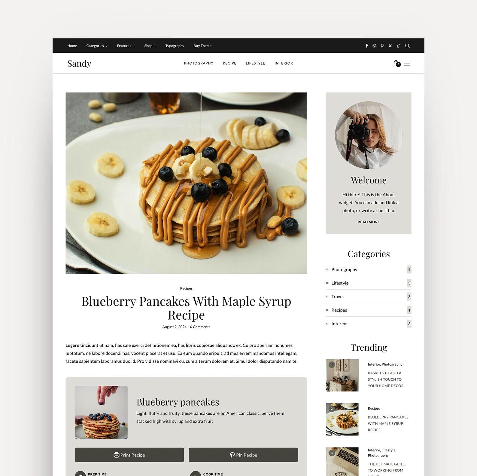 Sandy Wordpress Theme for Lifestyle, Fashion, Travel and Food Bloggers • Fully Responsive ...