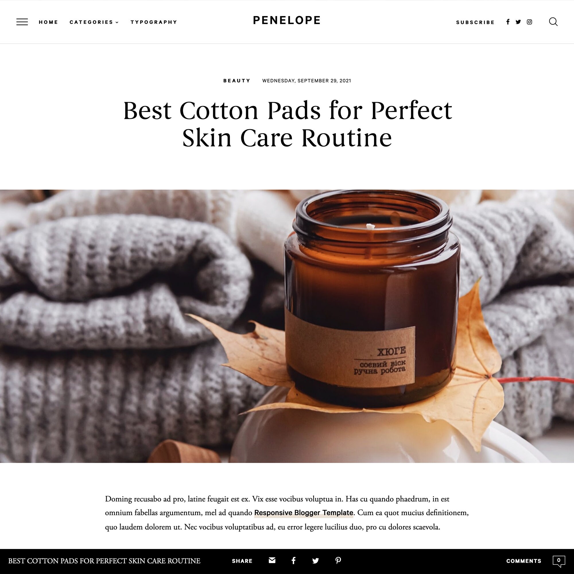 Penelope • Blogger Theme // Responsive Blogger Theme, Minimalist ...