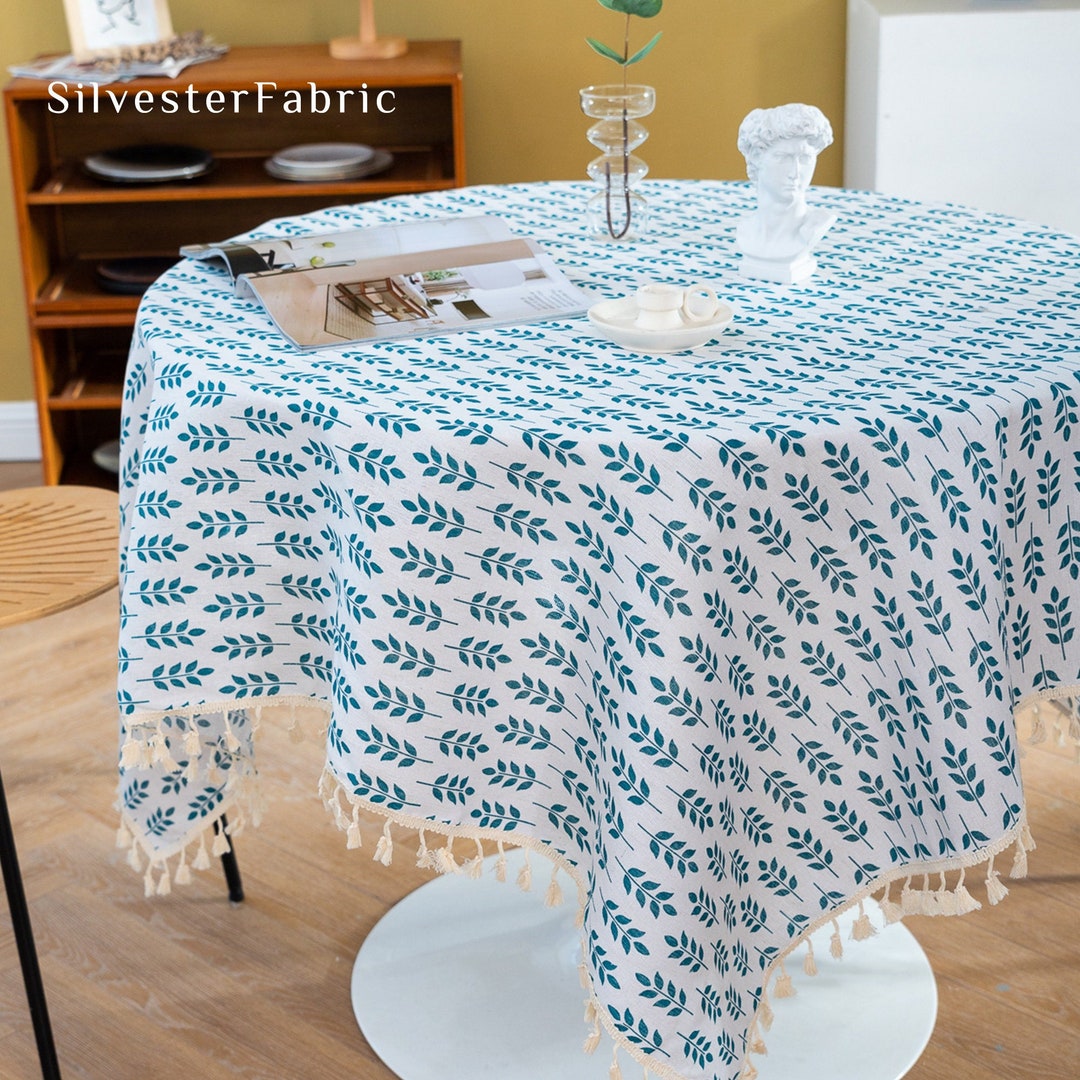 Geometric Abstract Leaf Pattern Cotton Table Linensrectangle - Etsy ...