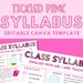 Tickled Pink | Class Syllabus | Teaching | Editable Canva Template - Etsy