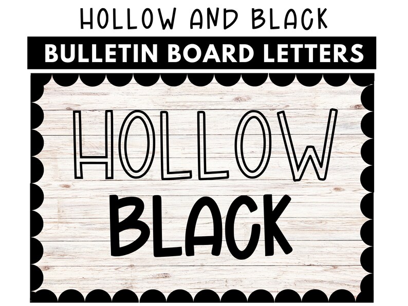 Black and Hollow Bulletin Board Letters | Printable DIY | Instant ...