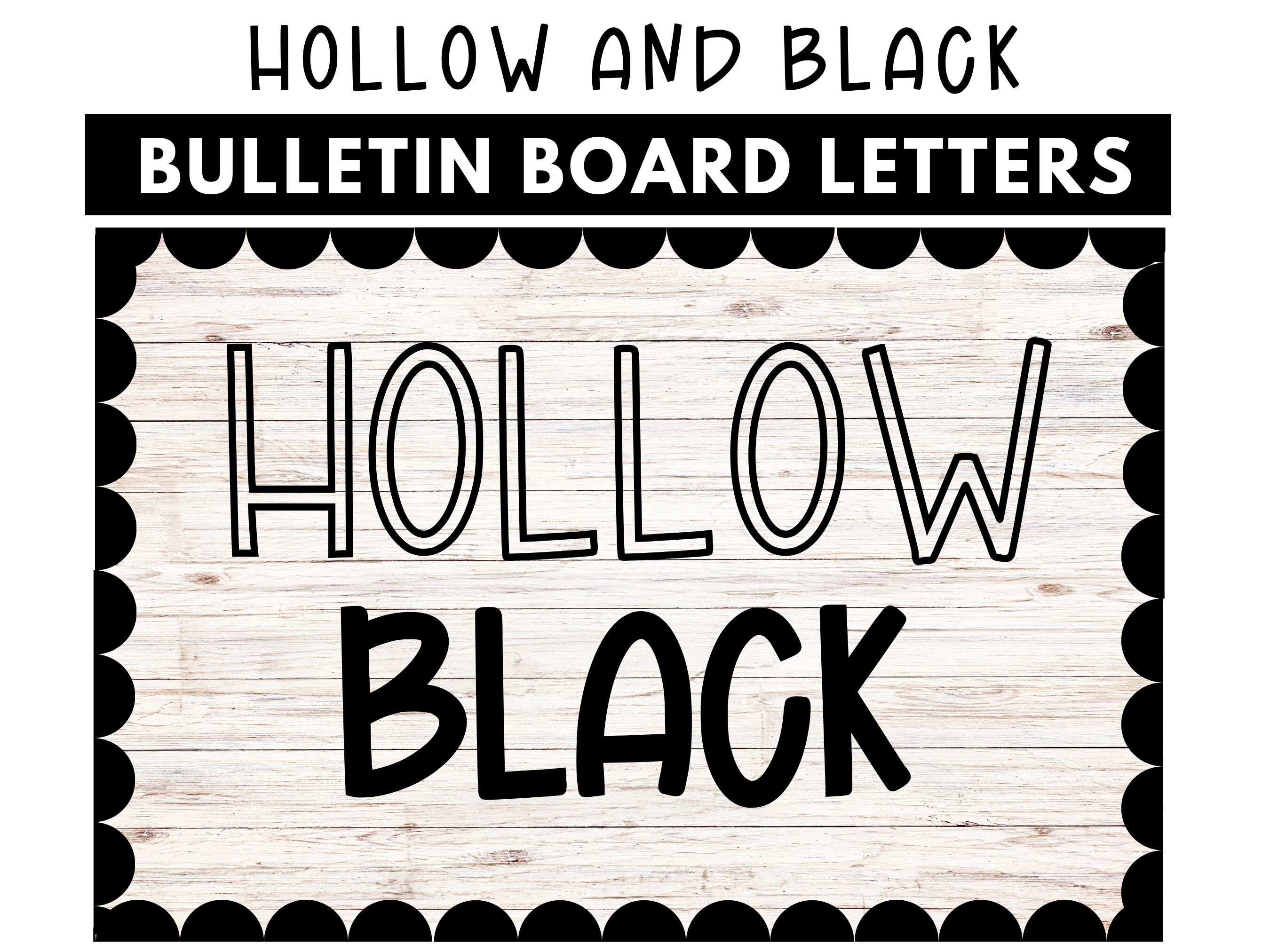 Black and Hollow Bulletin Board Letters | Printable DIY | Instant ...