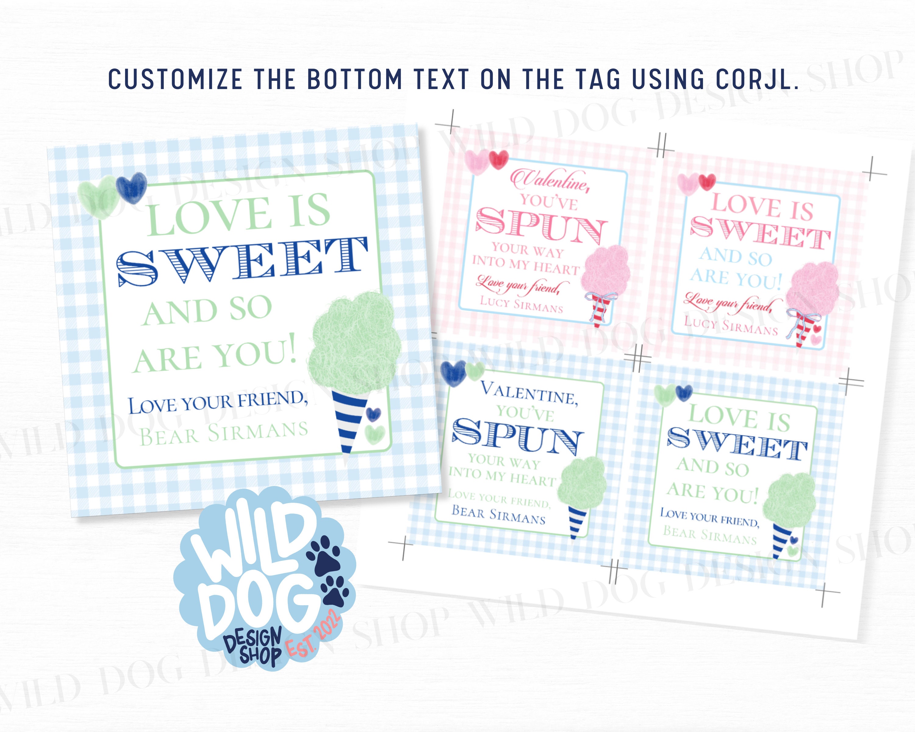 Love is Sweet Make My Heart Spin Cotton Candy Valentine's Day Gift Tag ...