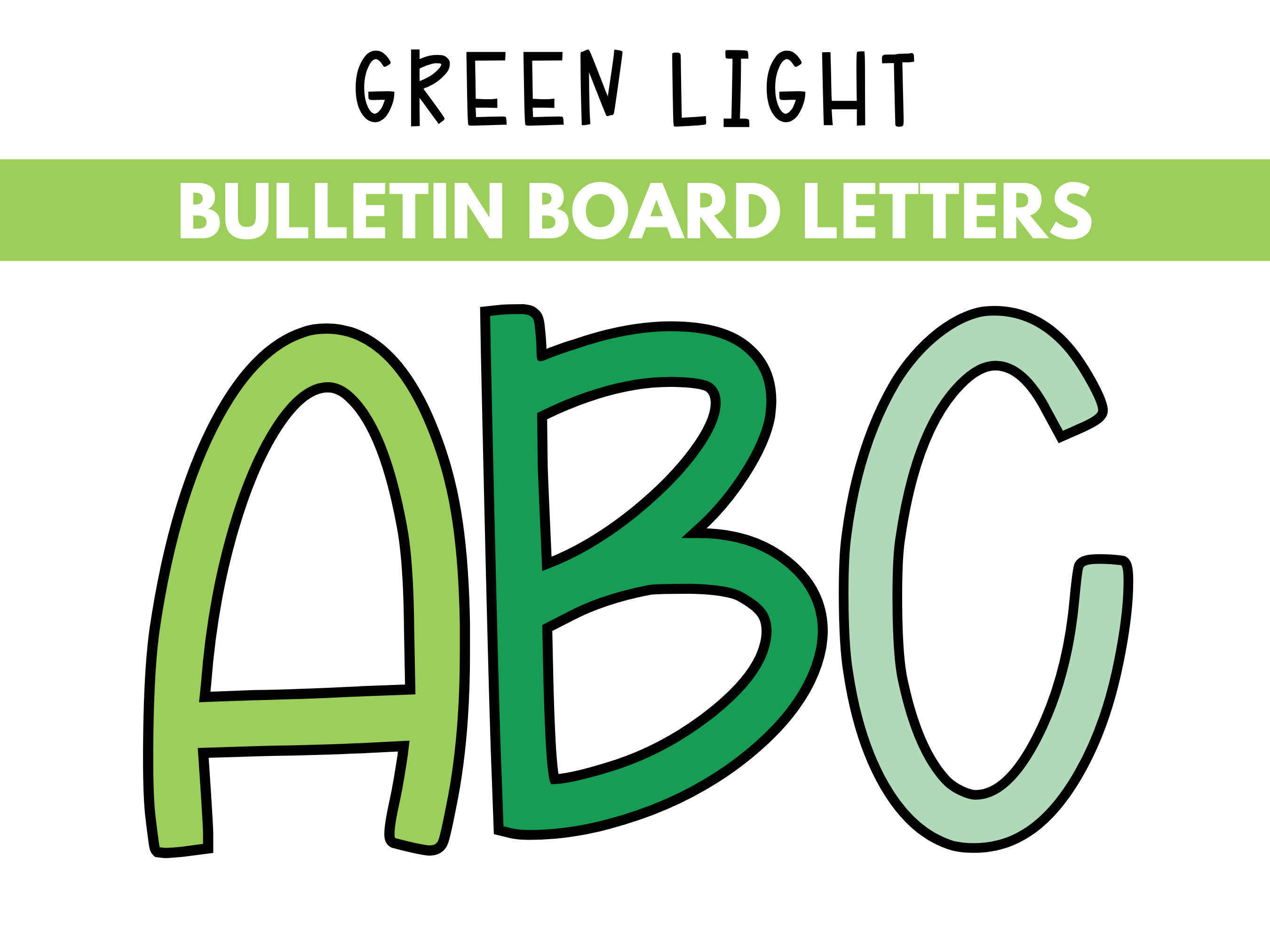 Green Light Bulletin Board Letters | Printable DIY | Instant Download ...