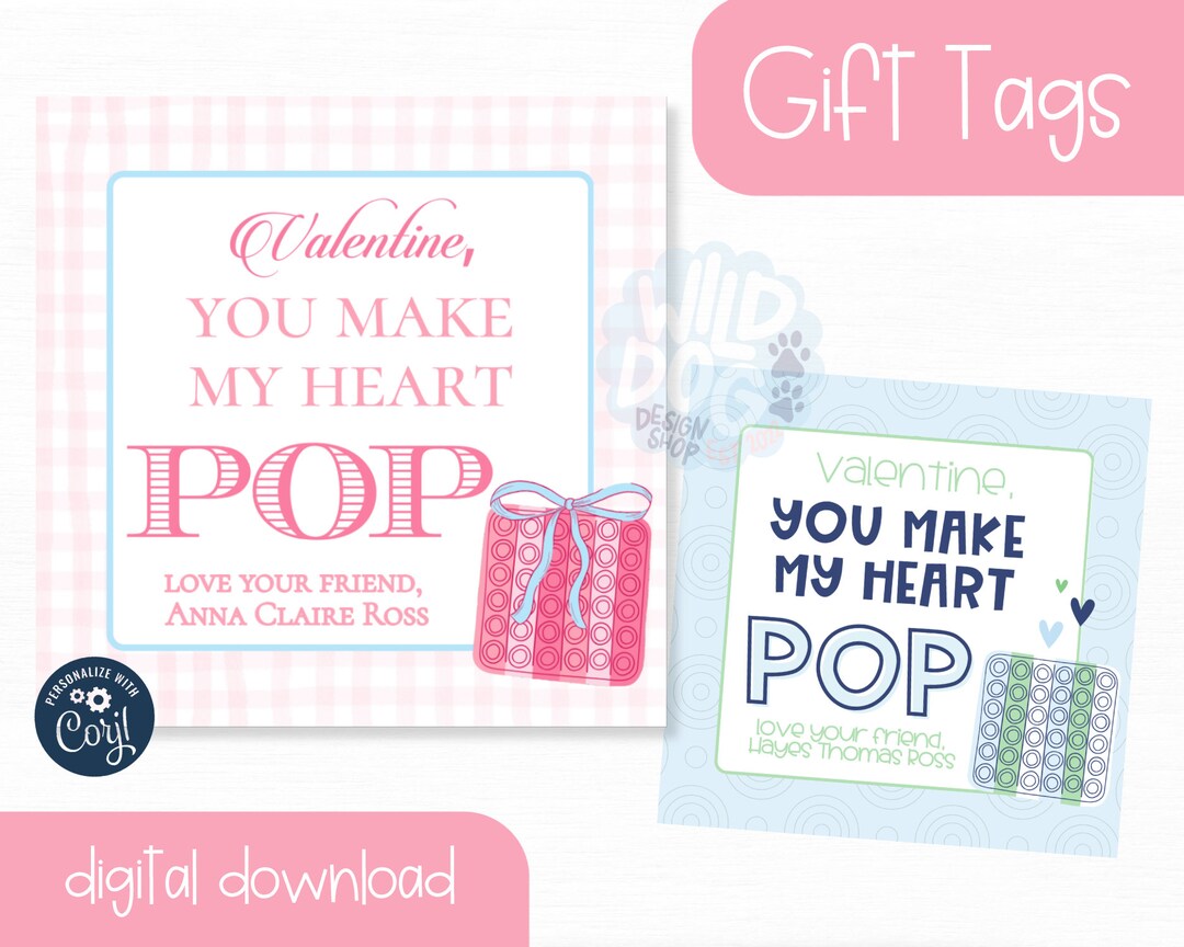 Make My Heart Pop | Fidget Popper | Pop It | Valentine's Day | Gift Tag ...